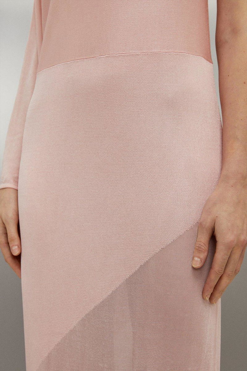 Karen Millen Tall Viscose Blend Sheer Panelled Slinky Knit Midaxi Dress