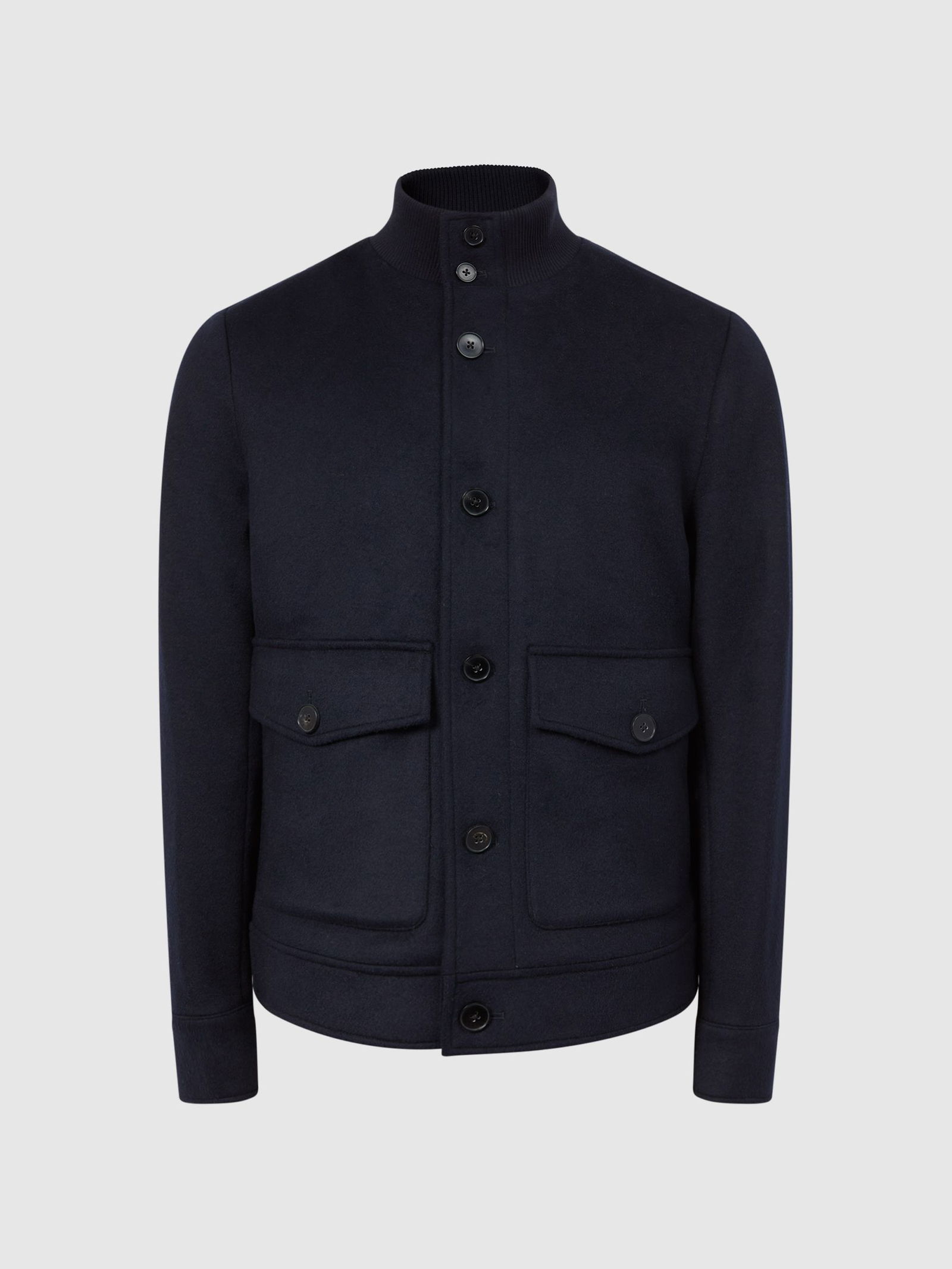 REISS Vienna Wool Button Through Jacket in Navy | Endource