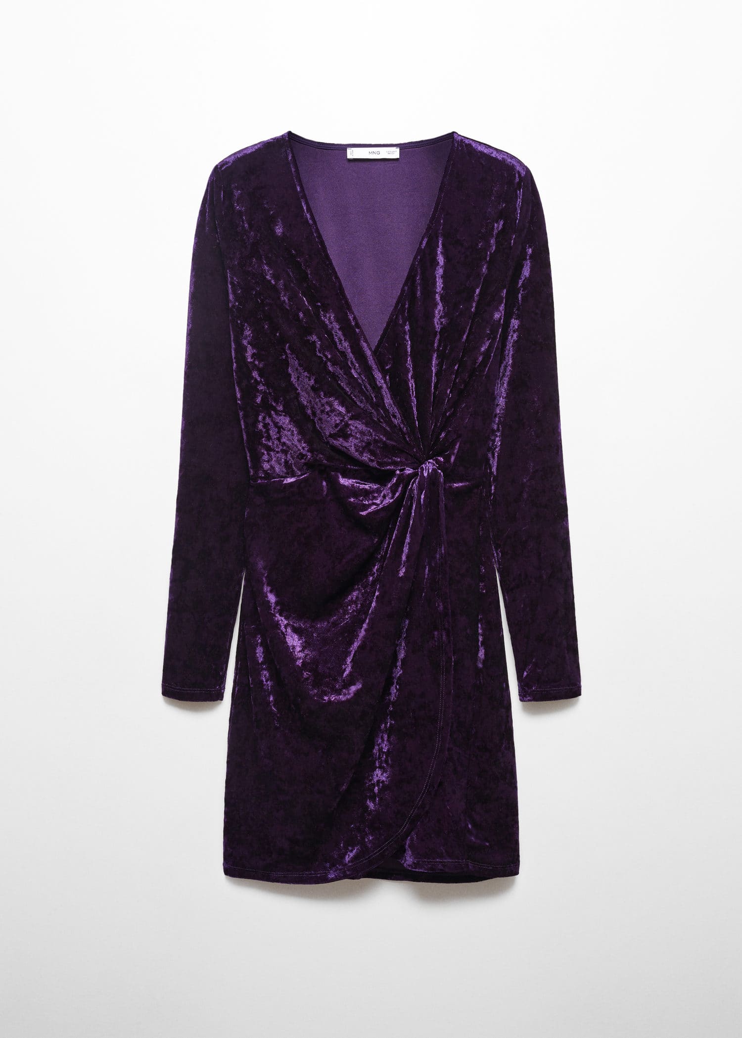MANGO Velvet Crossed Dress in Purple | endource