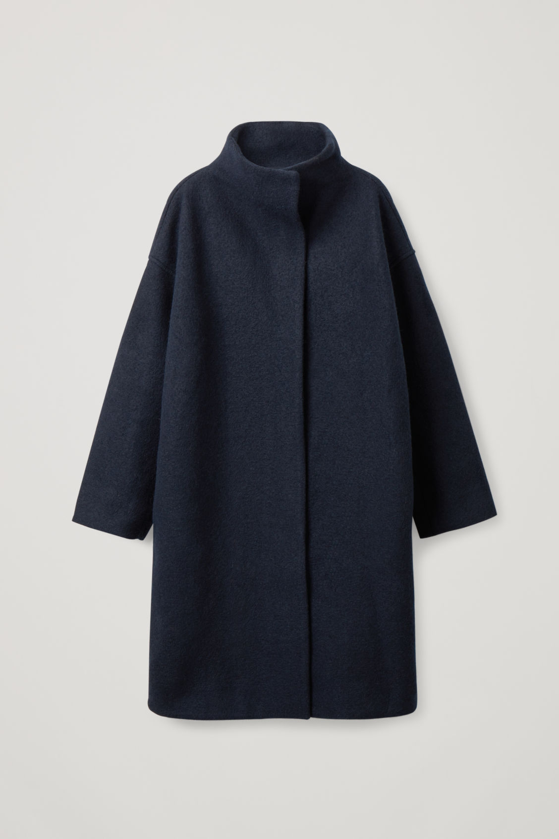 COS Funnel Neck Wool Coat in NAVY | endource
