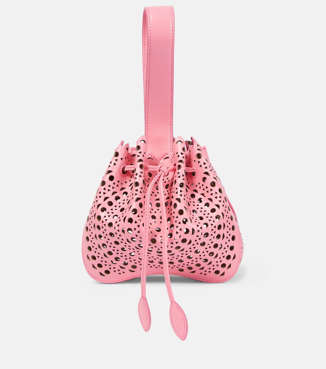 Alaïa Rose Marie Leather Bucket Bag in Pink | endource