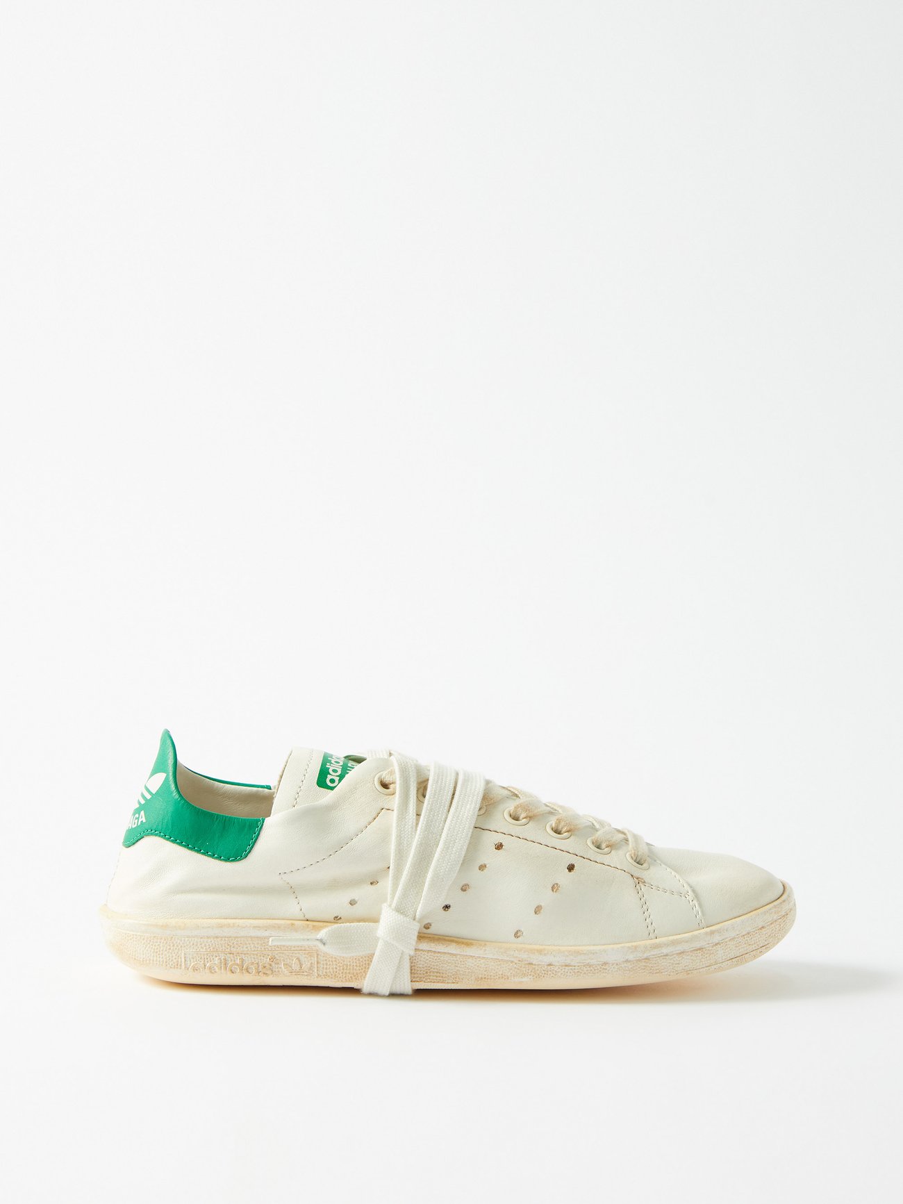 BALENCIAGA Balenciaga x adidas - Stan Smith Distressed Leather Trainers ...