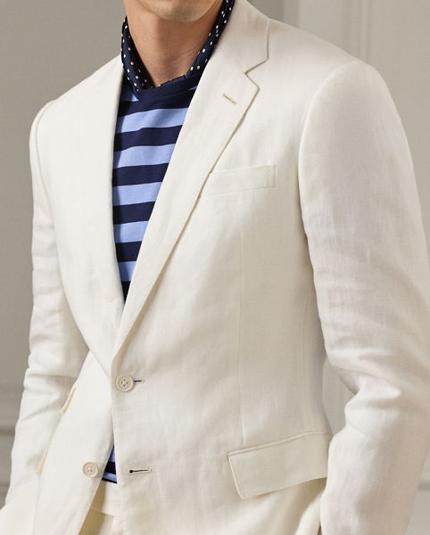 RALPH LAUREN PURPLE LABEL Kent Hand-Tailored Linen Suit Jacket in White ... RALPH LAUREN PURPLE LABEL Kent Hand-Tailored Linen Suit Jacket in White ...
