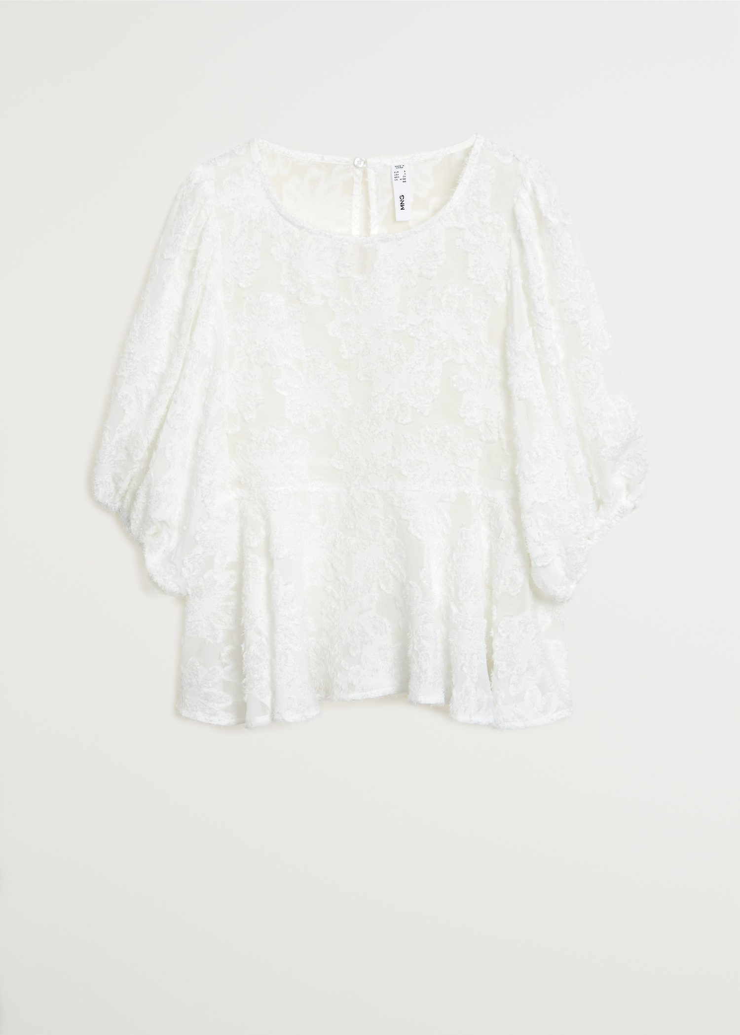MANGO Floral Embroidered Top in White | endource