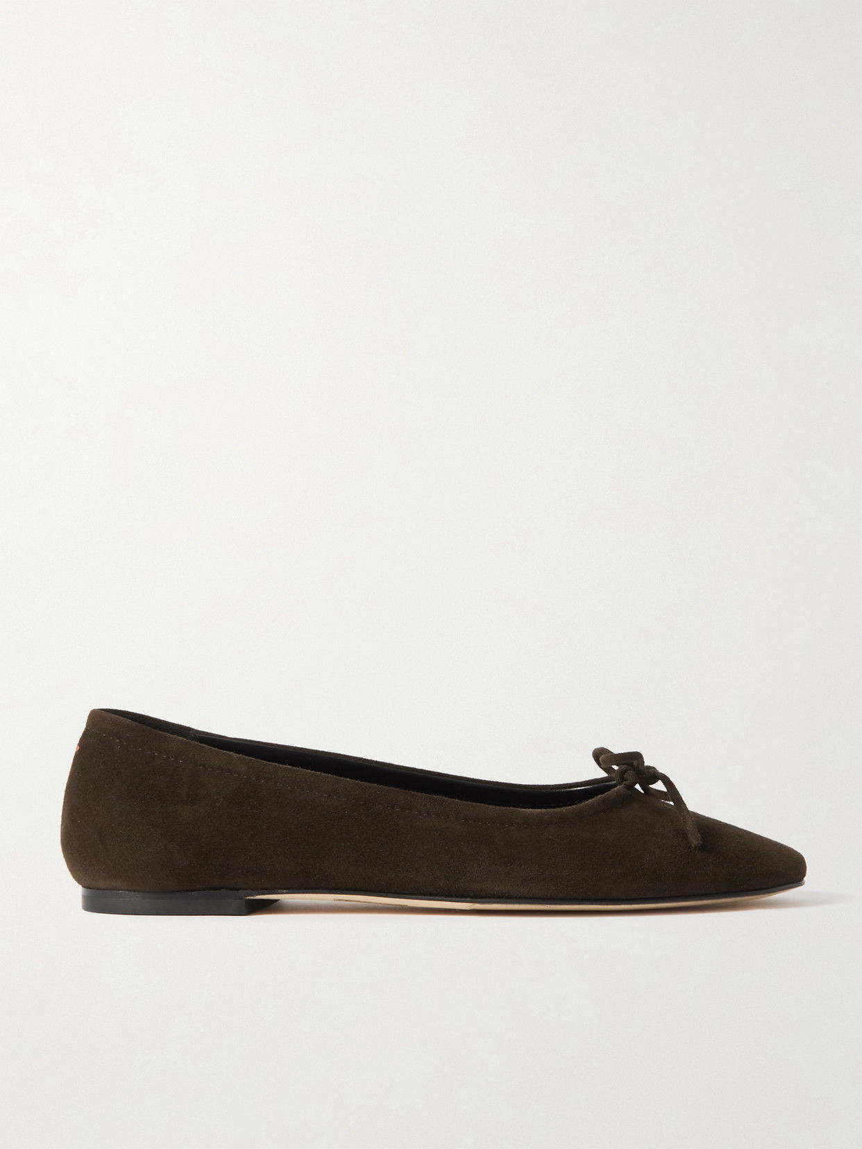 AEYDE Delfina Bow-Detailed Suede Ballet Flats in Brown | endource