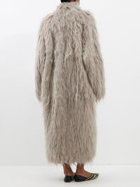 RAEY Collared Shearling Wool-Blend Maxi Coat | endource