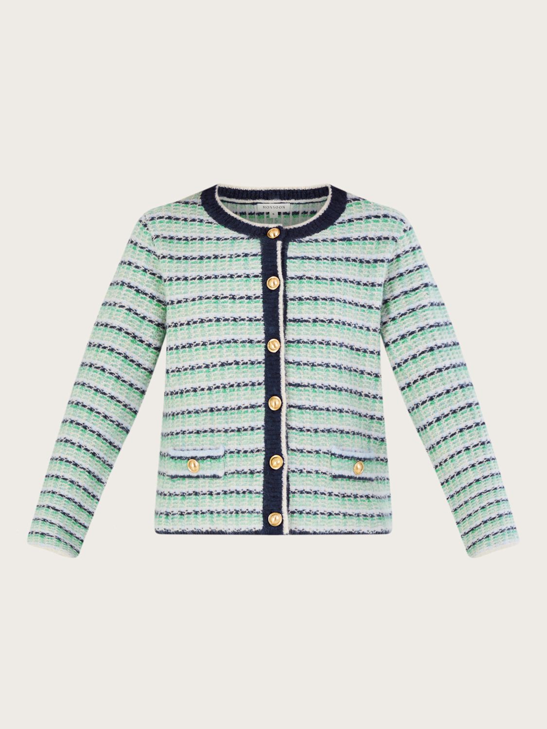 Monsoon Colour Button Cardigan in Green/Multi | endource