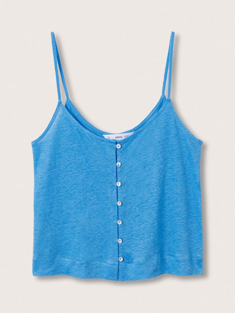 MANGO Toni Linen Cami Top in Blue | endource