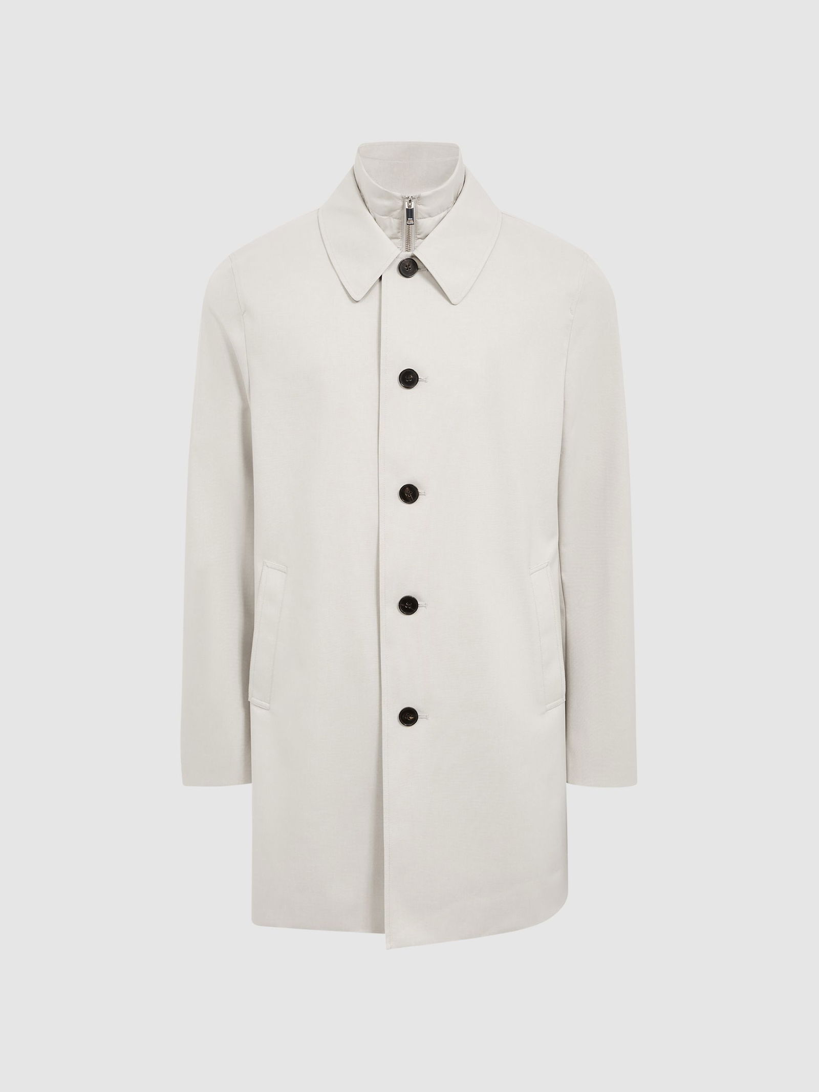 REISS Perrin Mac With Removable Zip Neck Insert in Stone | endource