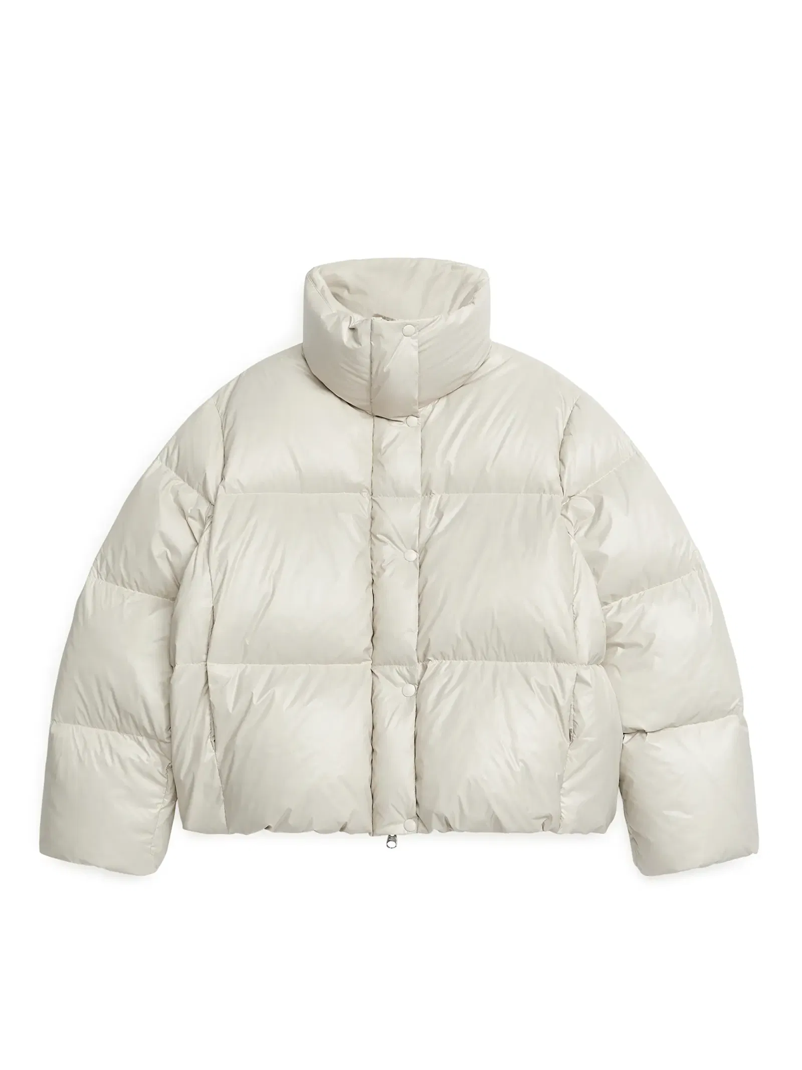 ARKET Cropped Down Puffer Jacket in Dusty White | endource