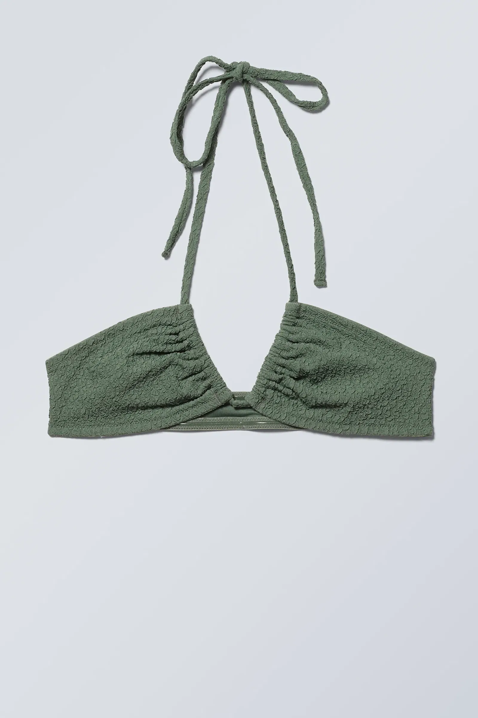 WEEKDAY Structured Bikini Top in Khaki | endource