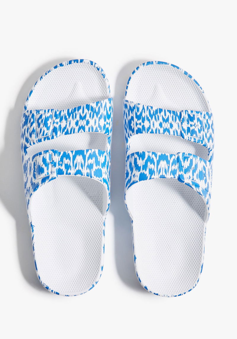 HUSH Freedom Moses Slides in Blue Ikat | endource