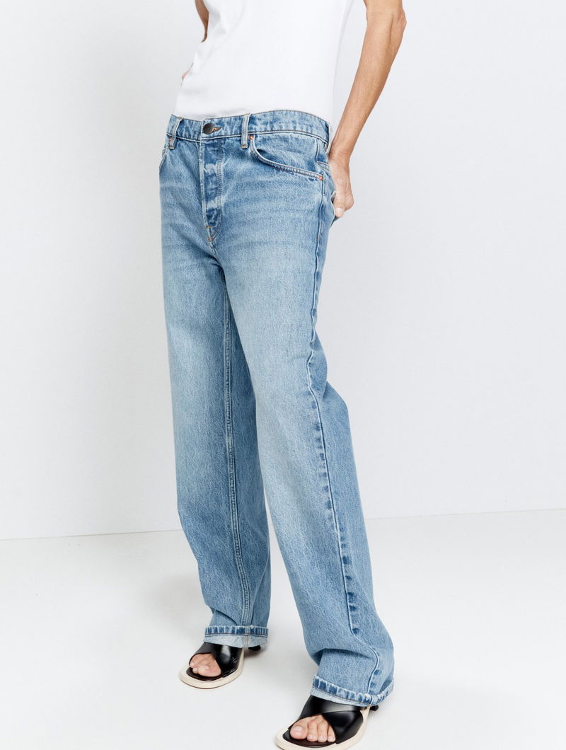 RAEY 31" Dad Organic-Cotton Boyfriend Jeans in Blue | endource