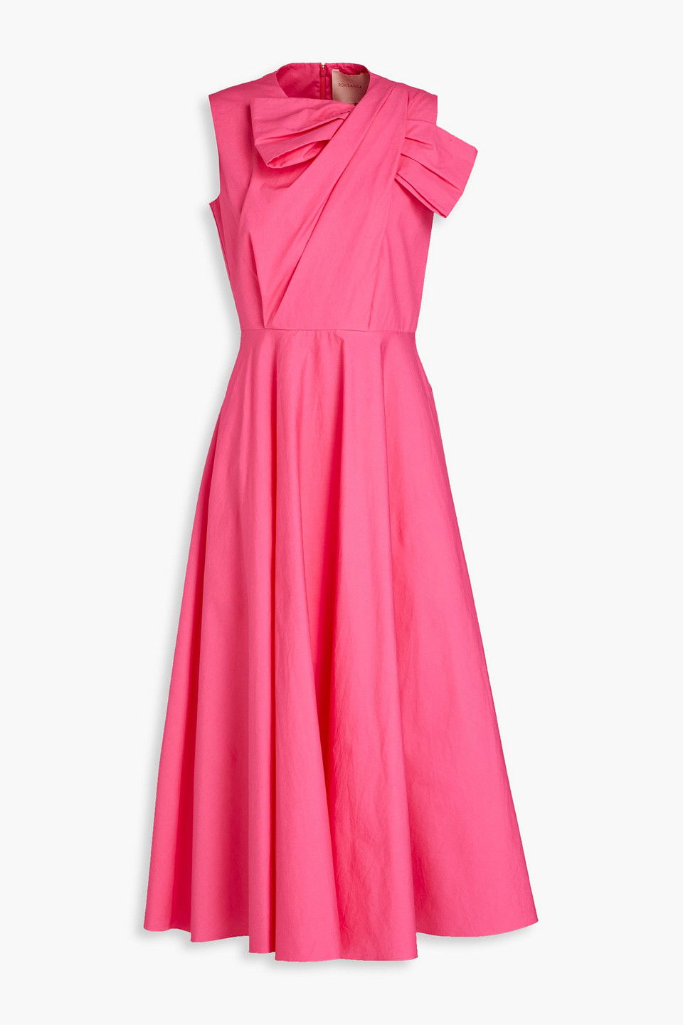 Roksanda Brigitte Bow Embellished Pleated Cotton Poplin Midi Dress In