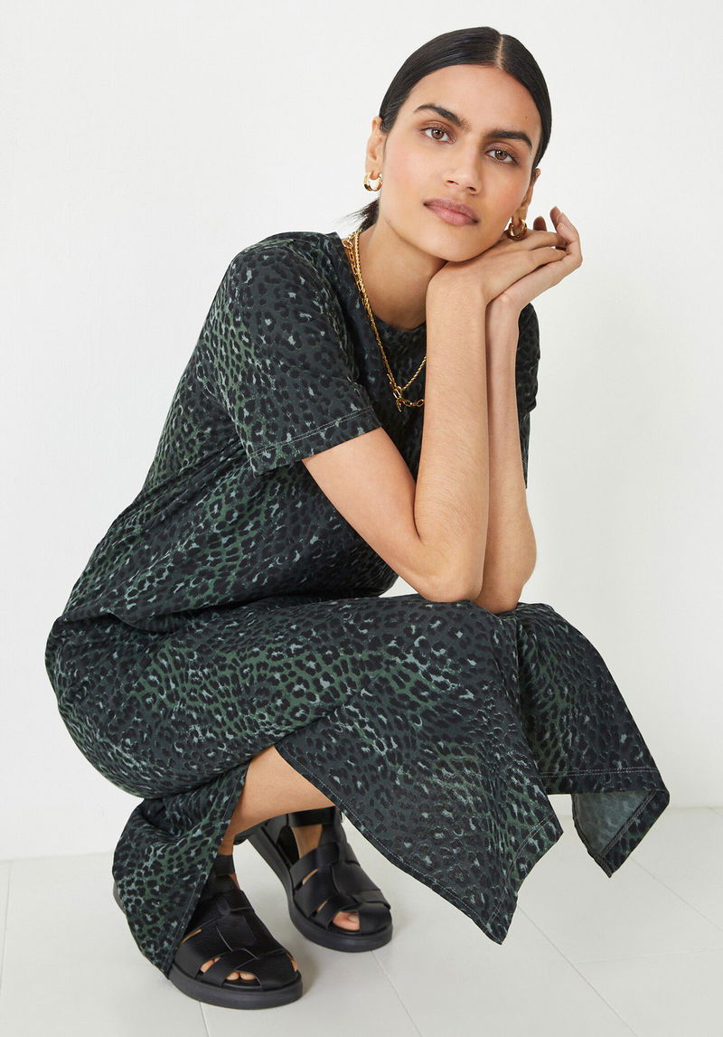 HUSH Jamie Dress in Ombre Leopard - Khaki | endource