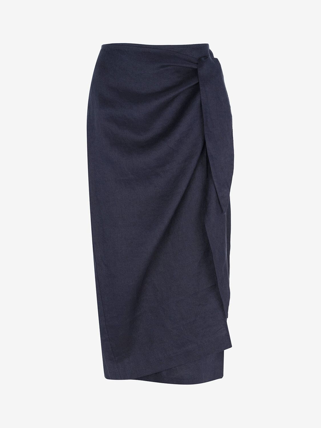 MINT VELVET Linen Sarong Skirt in Navy | endource