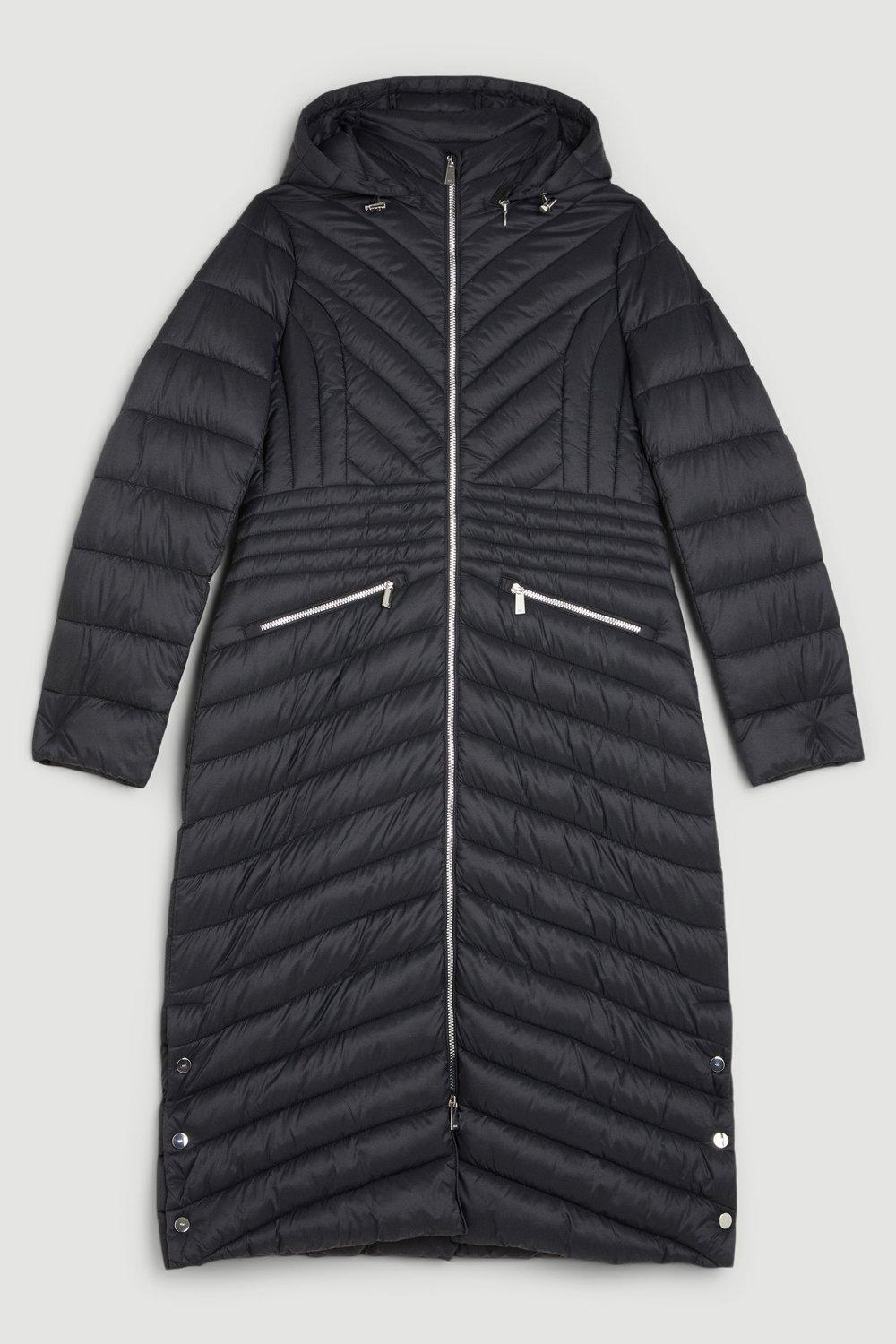 KAREN MILLEN Lightweight Longline Packable Coat in Black | Endource