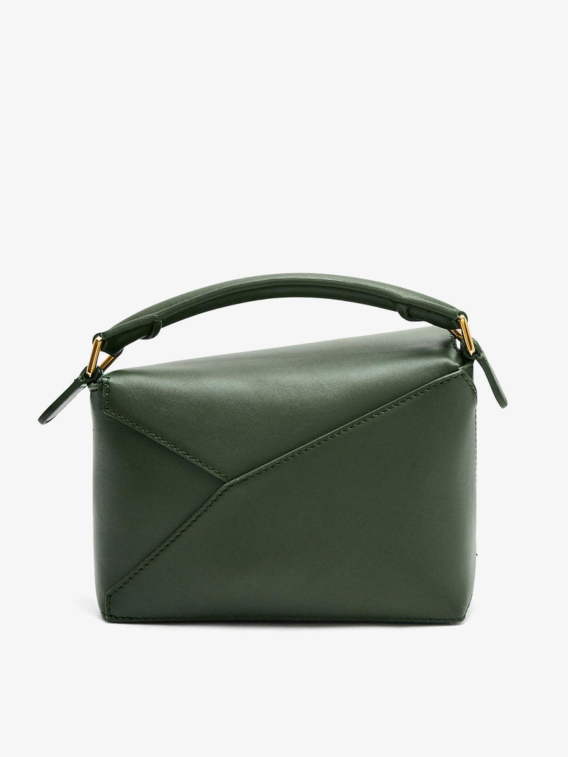 LOEWE Panda Puzzle Mini Leather Cross-Body Bag in BOTTLE GREEN | endource