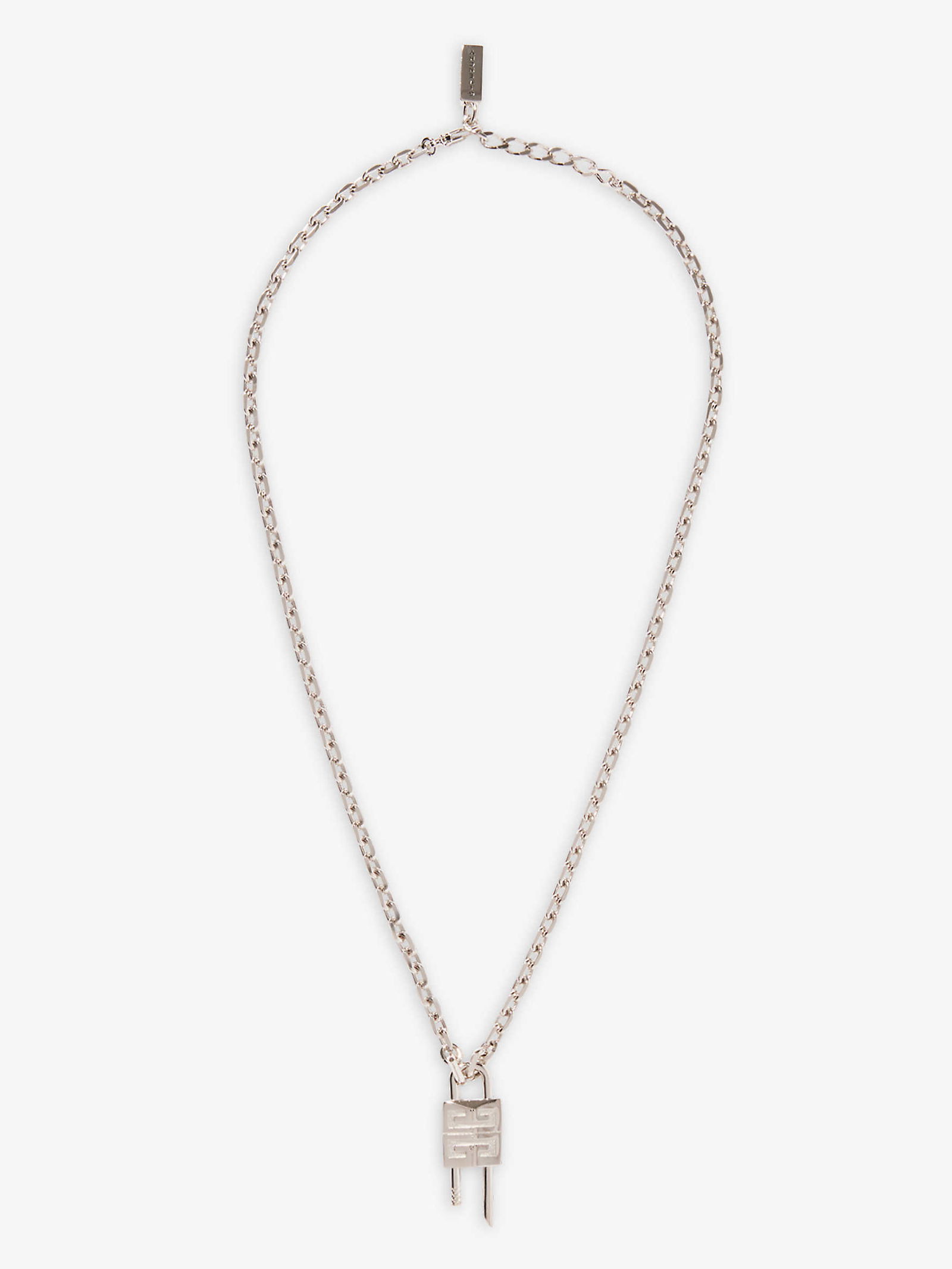 GIVENCHY Mini Padlock Brass Necklace in SILVERY | Endource