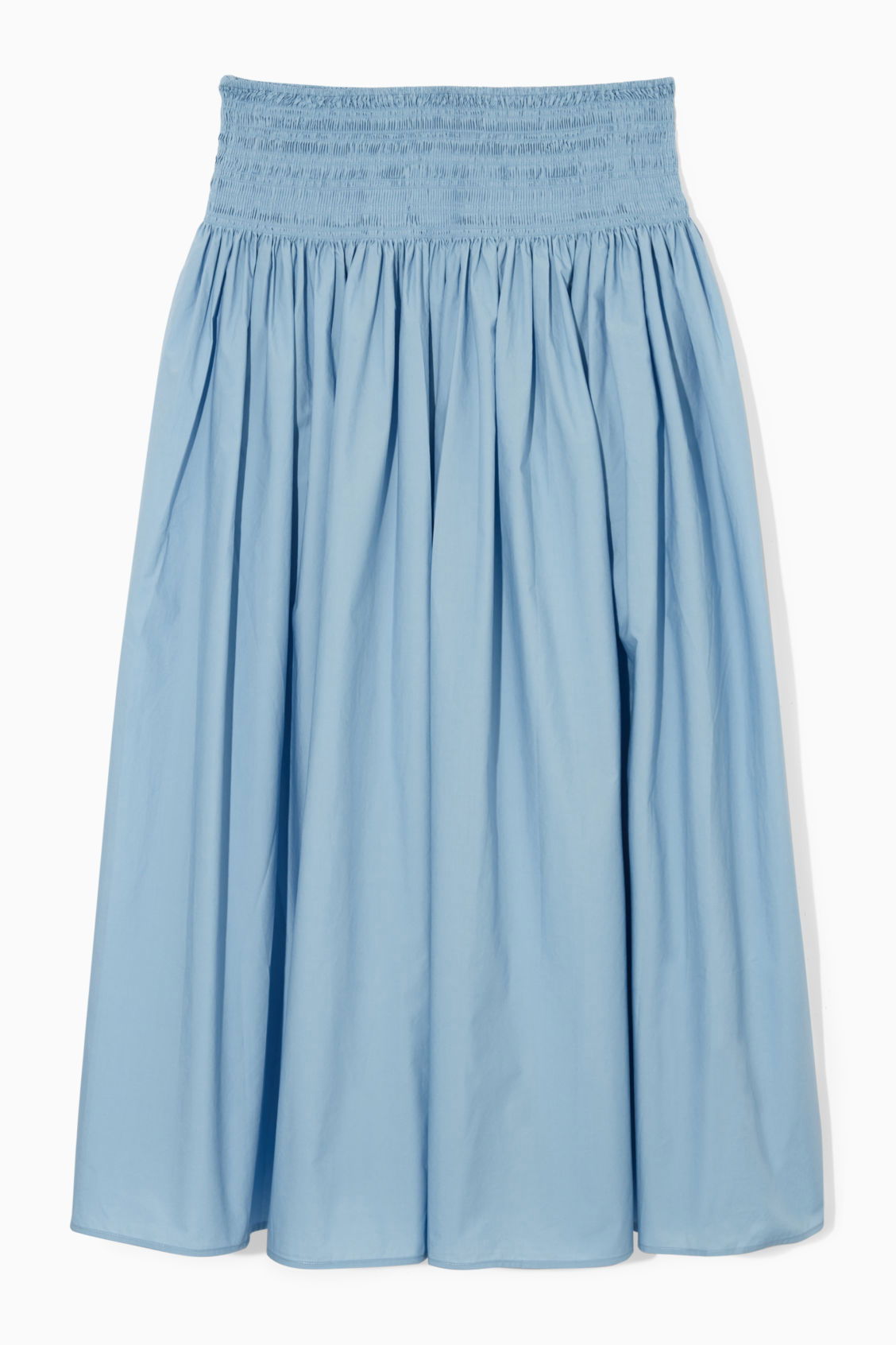 COS Smocked Midi Skirt in LIGHT BLUE | endource