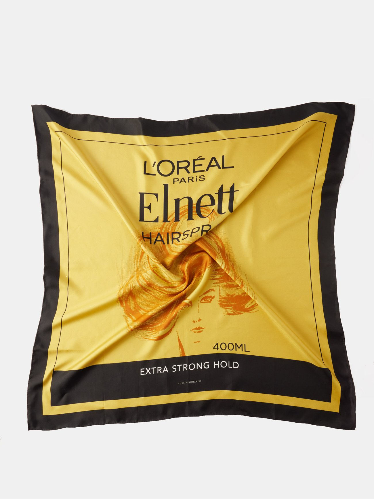 ANYA HINDMARCH Elnett-print silk scarf in Gold | endource