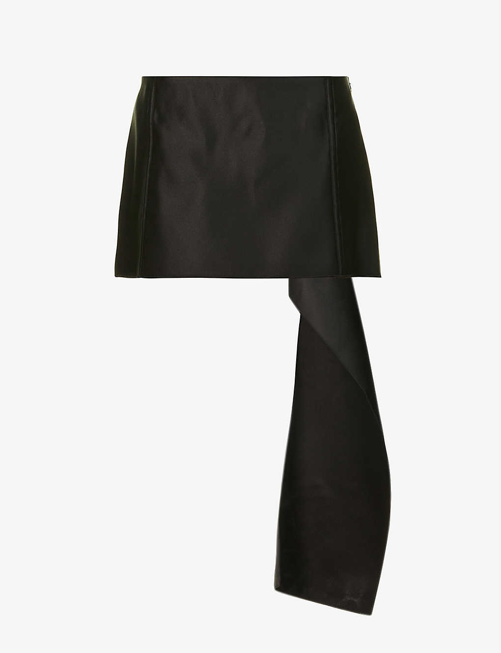 PRADA Train-Embellished Silk-Satin Mini Skirt in NERO | endource