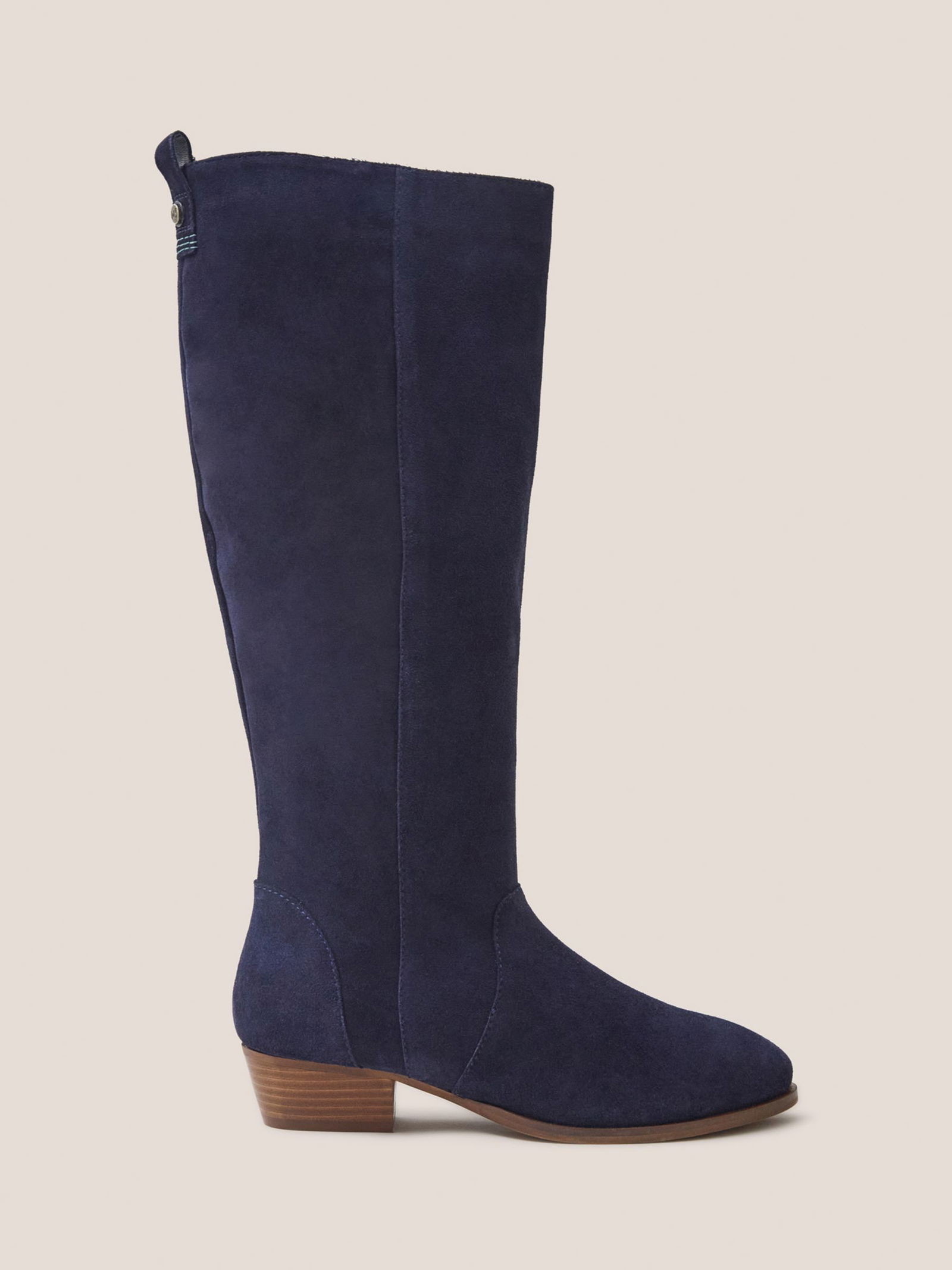 WHITE STUFF Willow Suede Knee High Boots in Dark Navy | endource