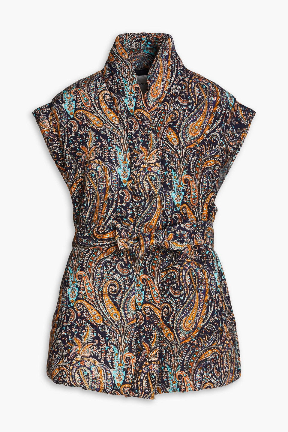 ANTIK BATIK Elvis Quilted Padded Paisley Cotton Vest in Blue | endource