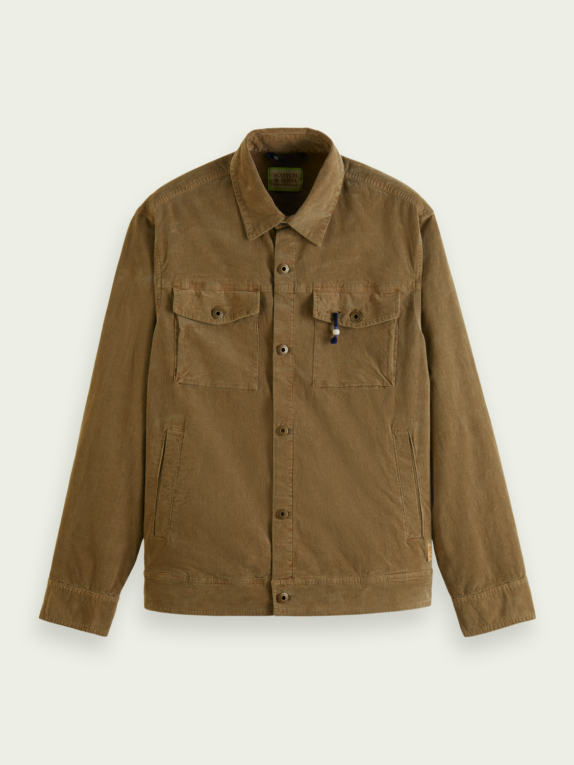 SCOTCH & SODA Organic Cotton Corduroy Overshirt in Khaki | Endource