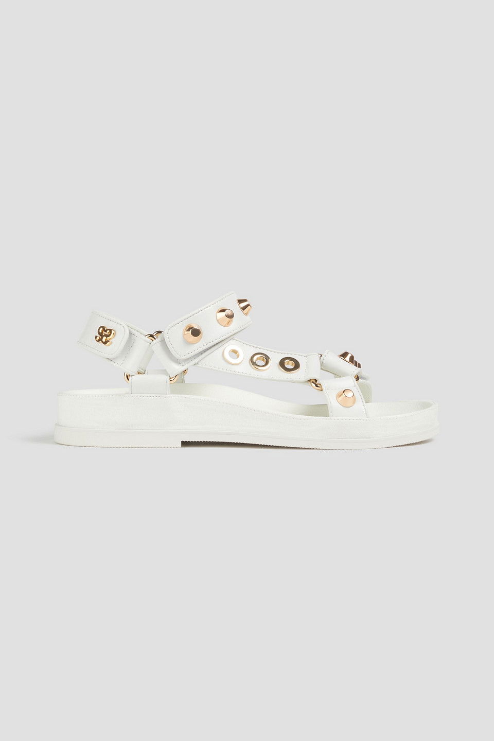 SANDRO Embellished Leather Sandals in White | endource