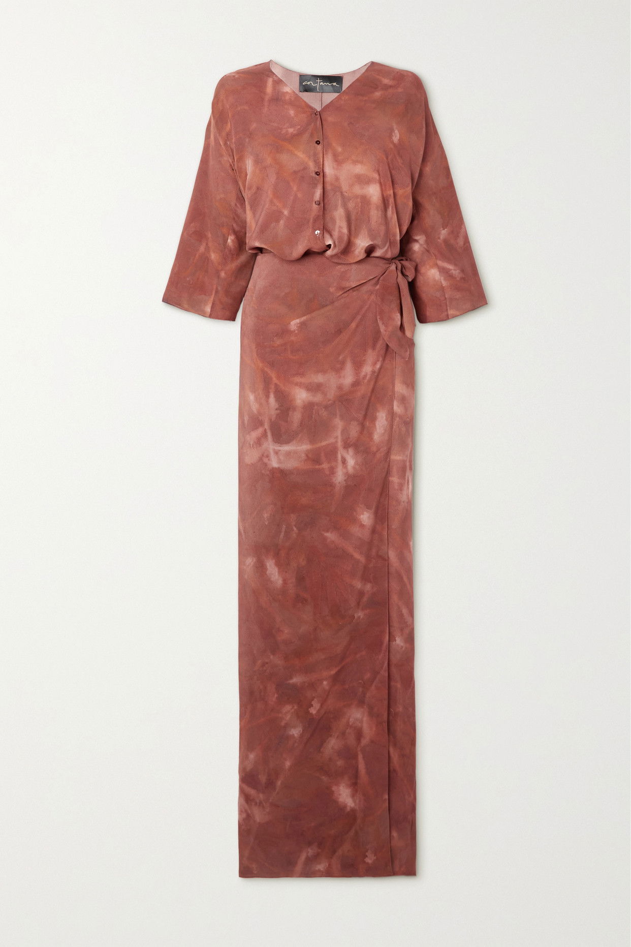CORTANA Lisa Tie-Detailed Draped Silk Maxi Dress | endource