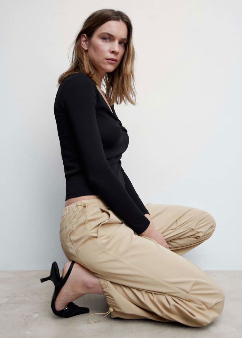 MANGO Parachute Pants in Sand | endource