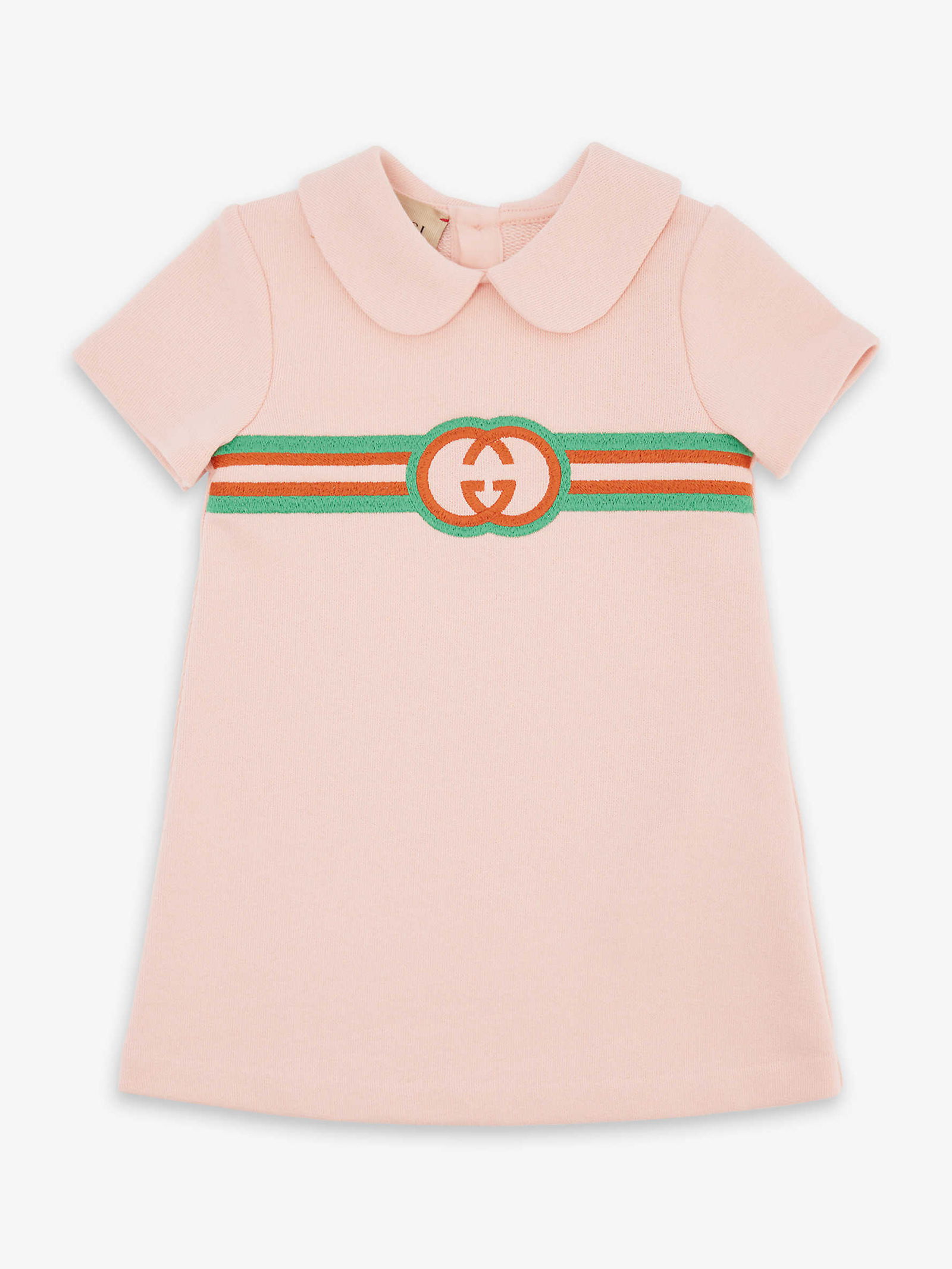 GUCCI Logo-Embroidered Peter-Pan Collar Cotton-Jersey Dress in Smooth ...