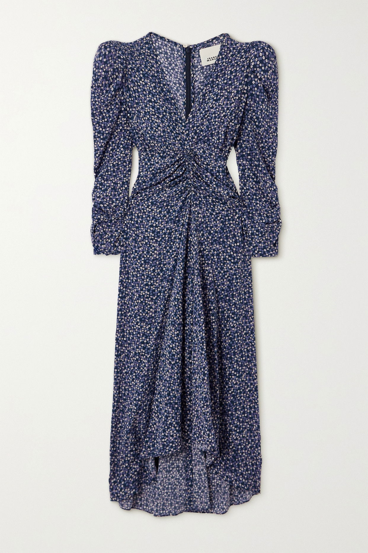 ISABEL MARANT Albini Gathered Printed Silk-Blend Midi Dress in Blue ...