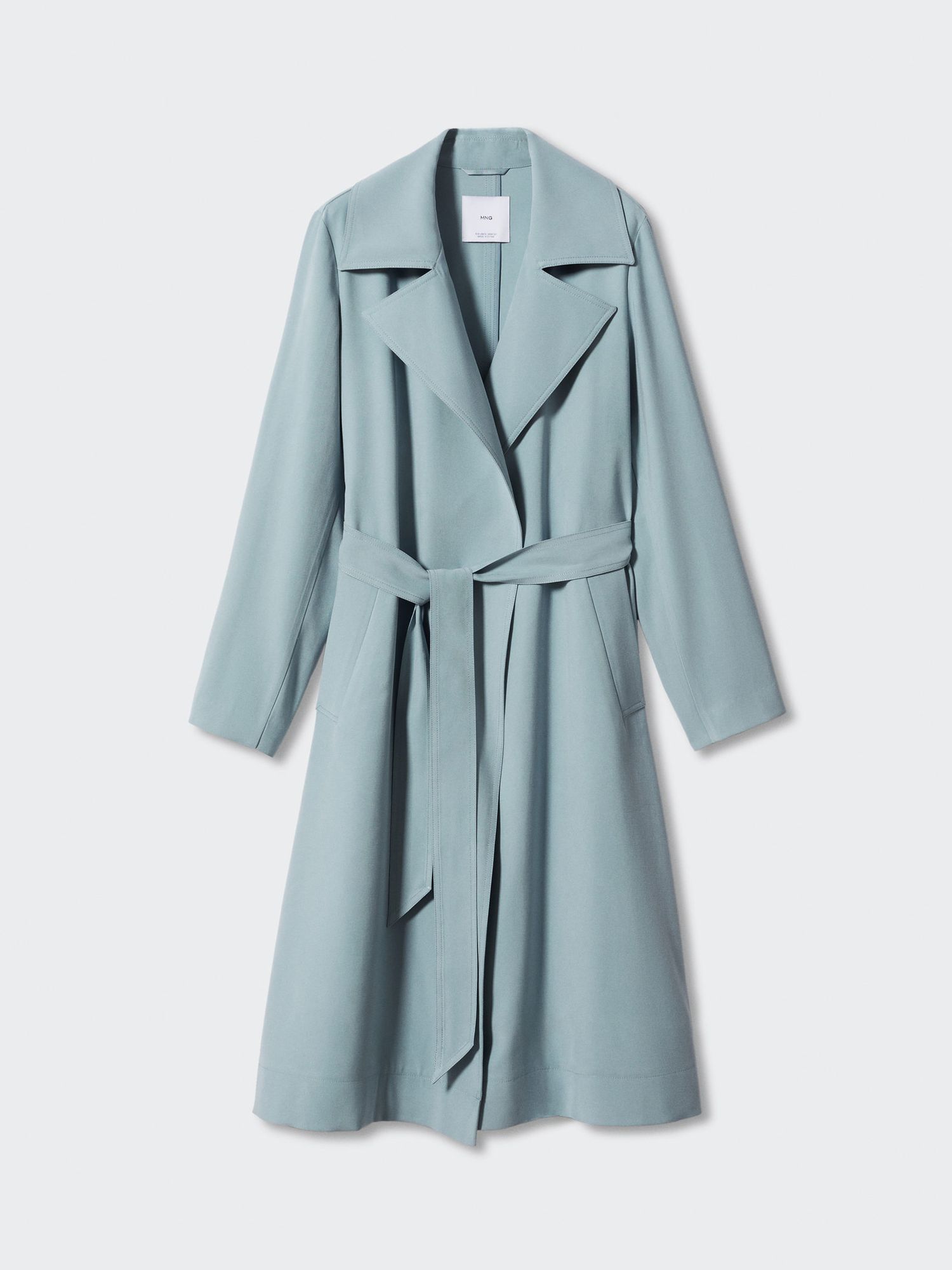 MANGO Taxi Fluid Trench Coat in Medium Blue | Endource
