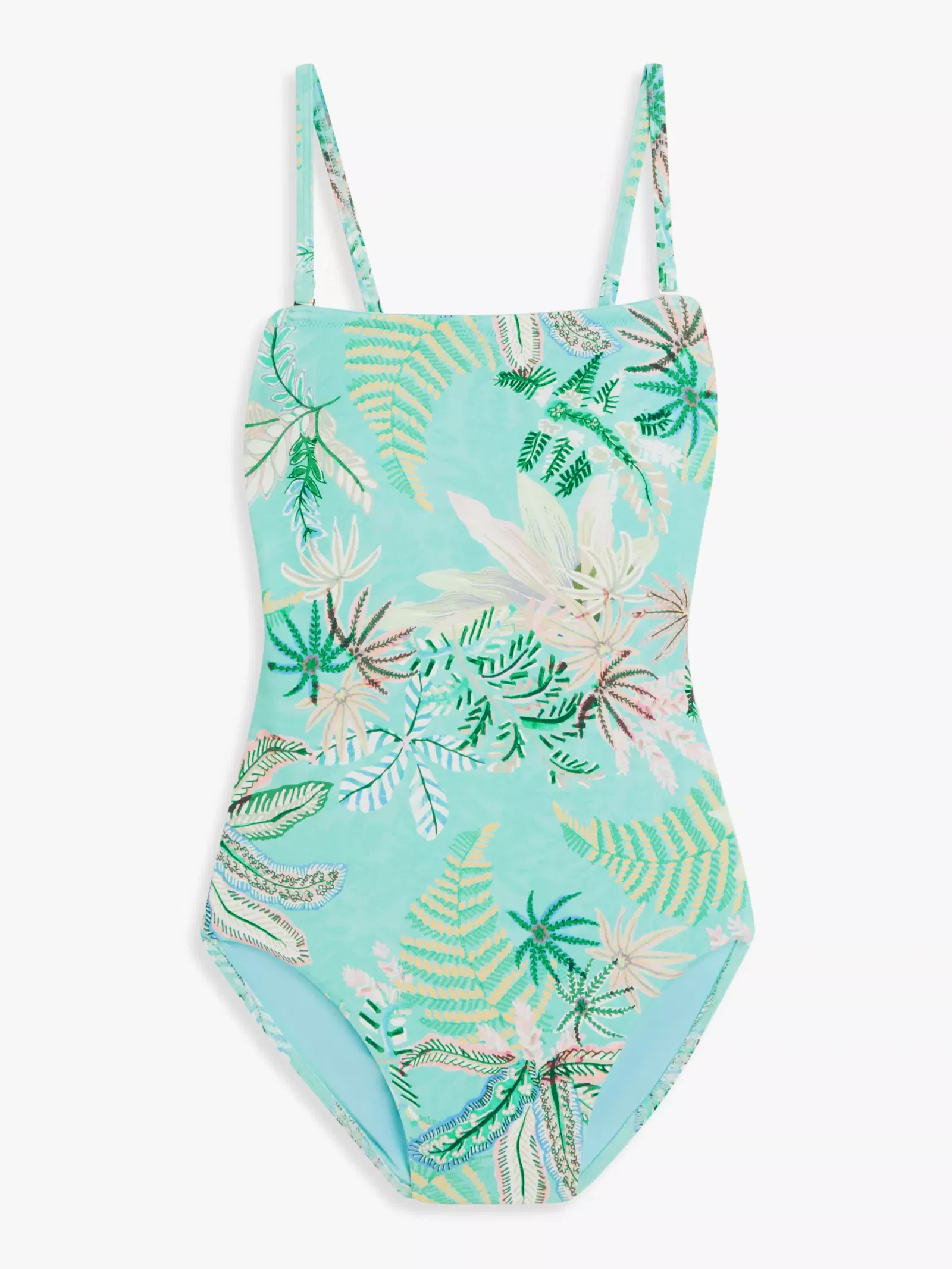 JOHN LEWIS Family Print Smooth Bandeau Swimsuit in Turquoise | endource