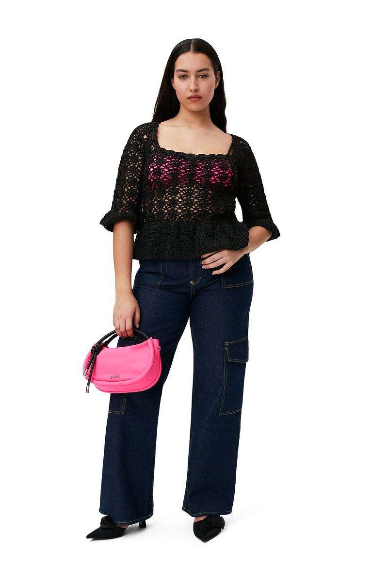GANNI Crochet Top in Black | endource