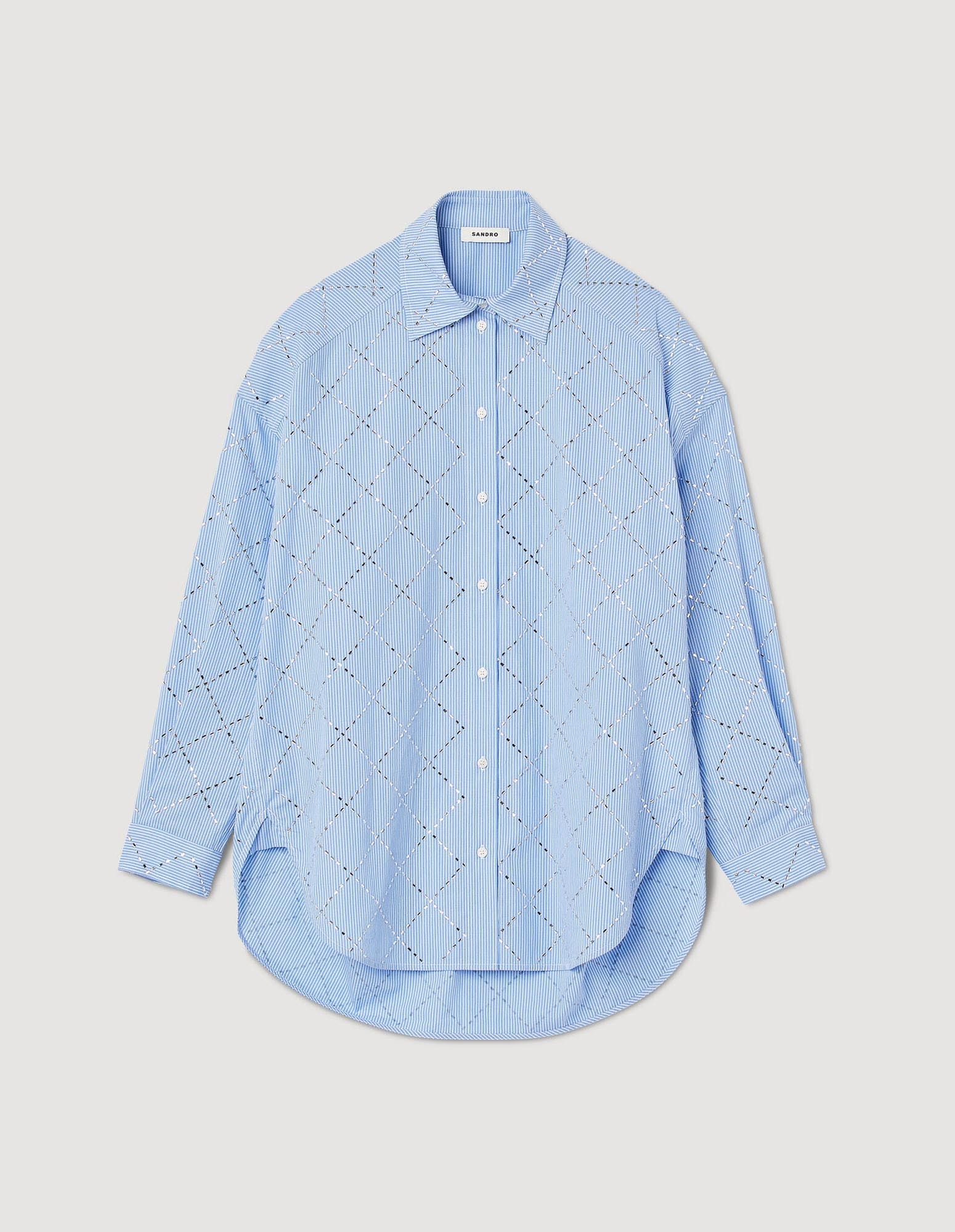 SANDRO Oversized Shirt With Rhinestones | endource