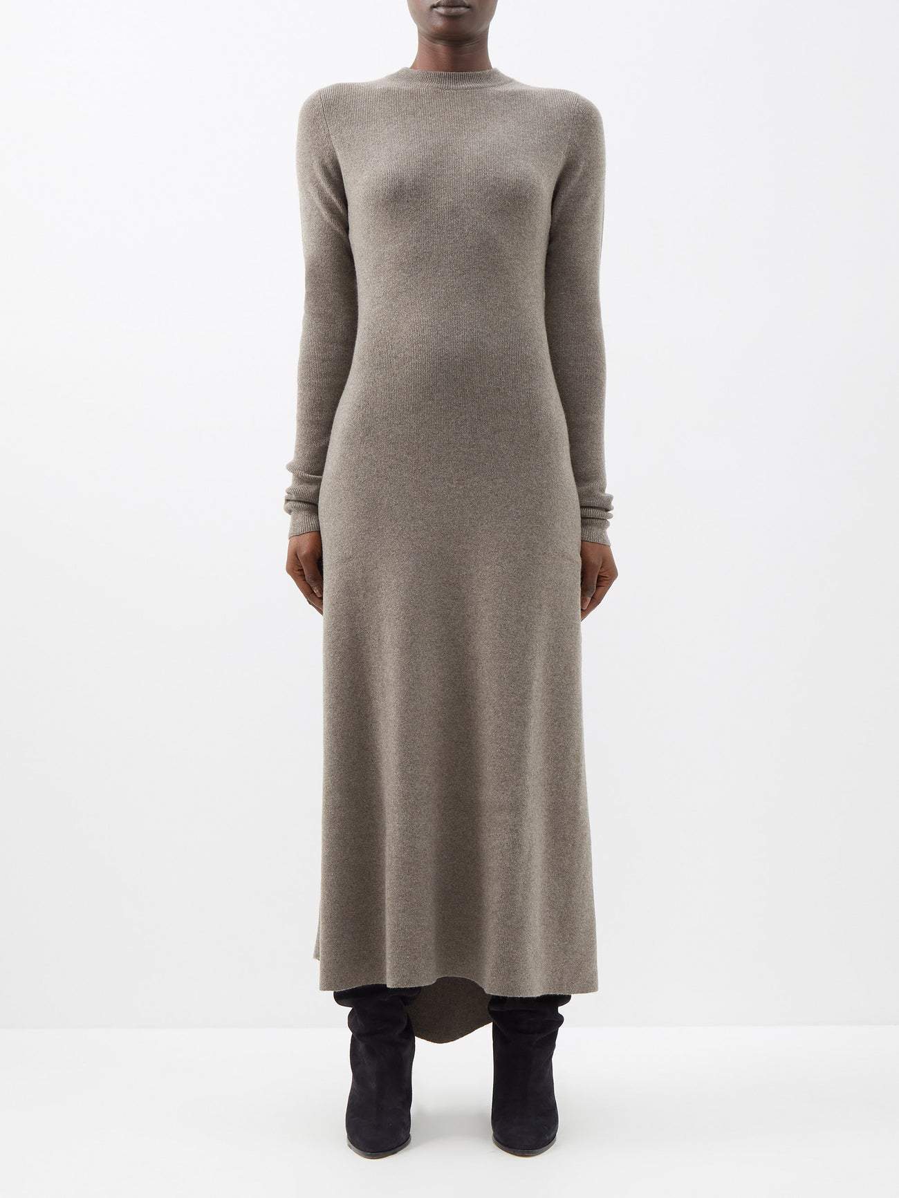 RAEY Responsible Cashmere Ribbed Dress in Grey | endource