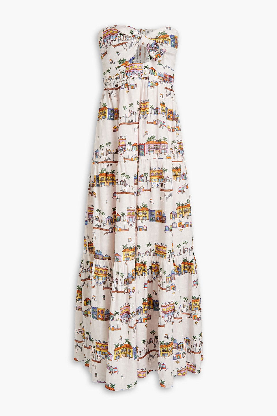 ZIMMERMANN Mae Strapless Linen Maxi Dress in Multicolor | Endource
