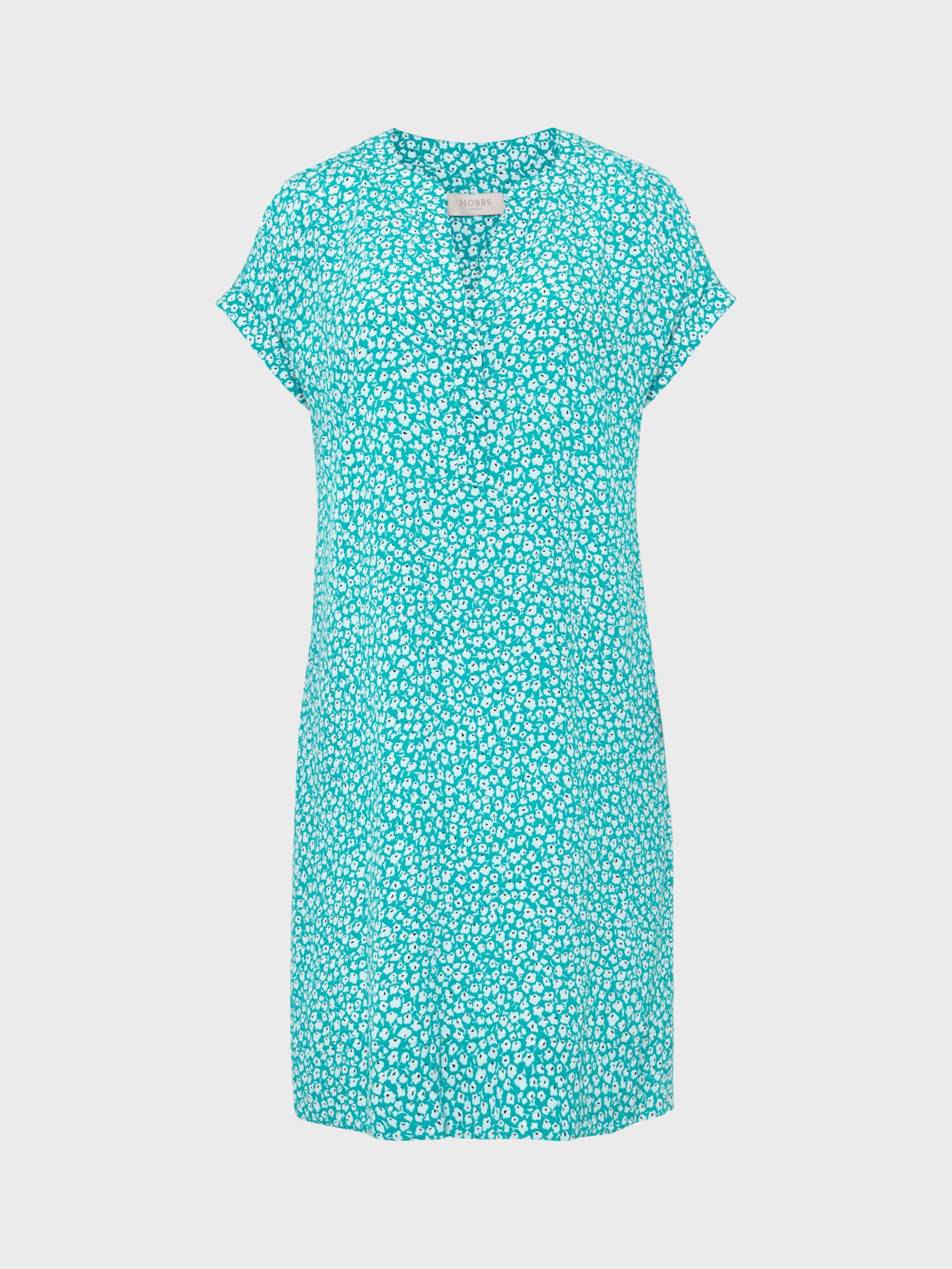 HOBBS Cindy Floral Mini Tunic Dress in Aruba Green | endource