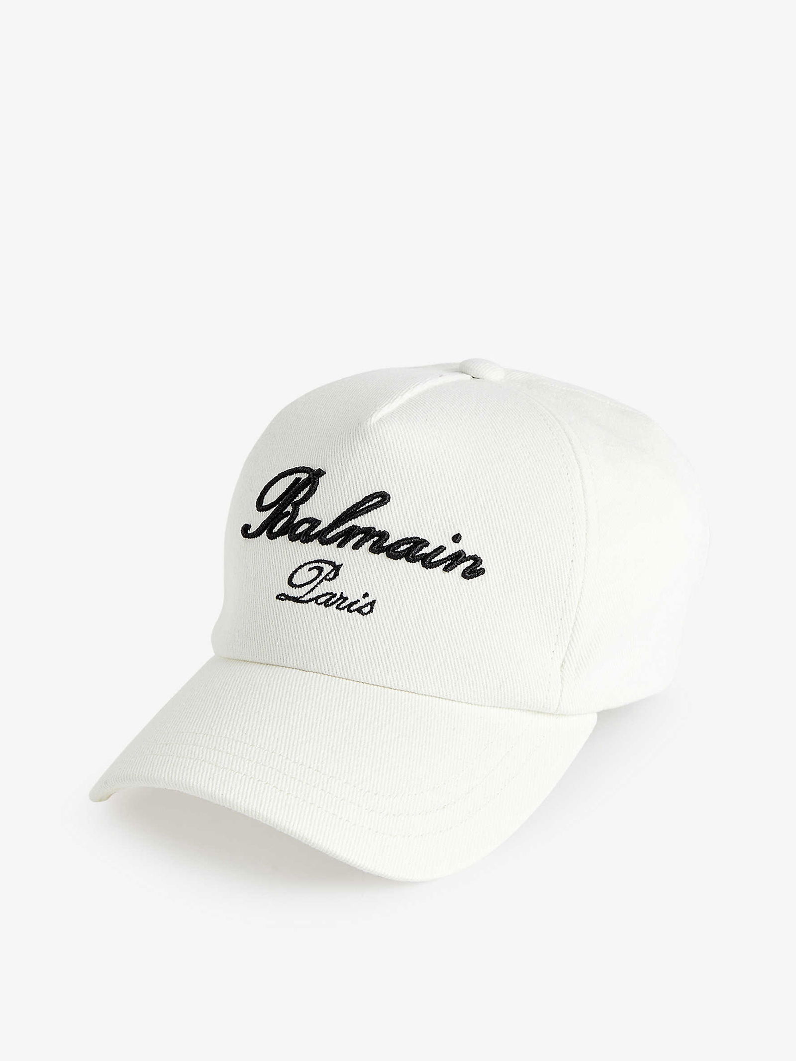 BALMAIN Logo-Embroidered Cotton Baseball Cap in IVORY BLACK | endource