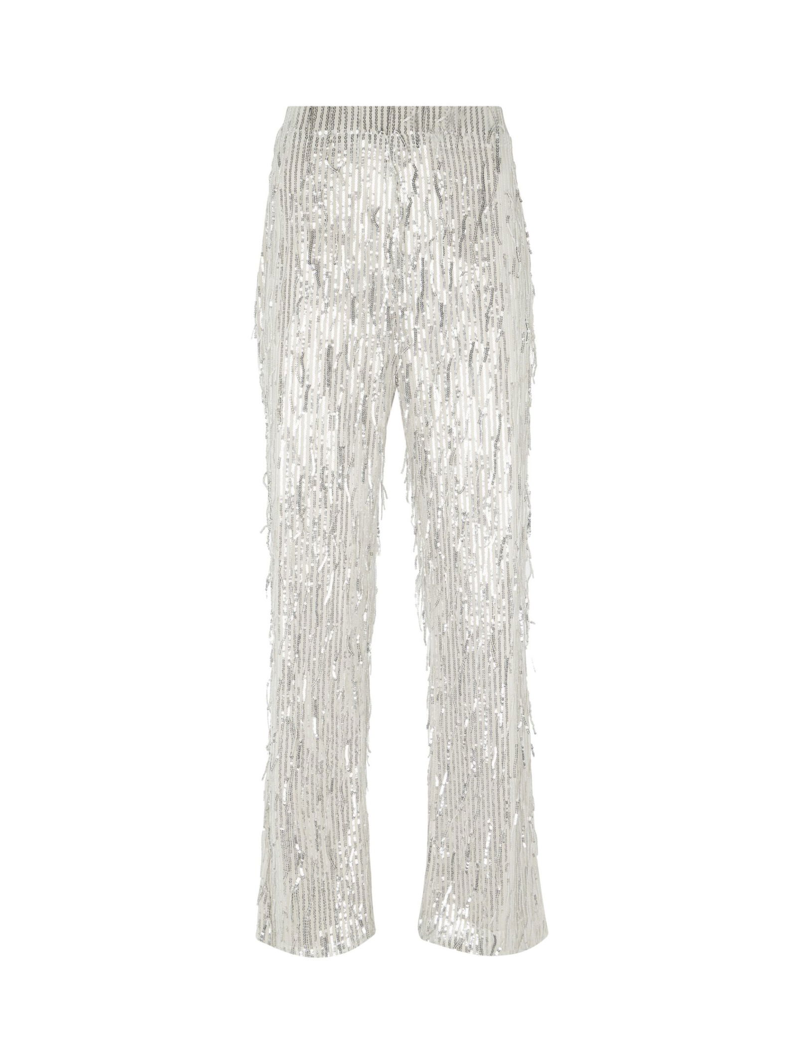 MINT VELVET Quin Sequin Tassel Trousers in Natural Cream | endource