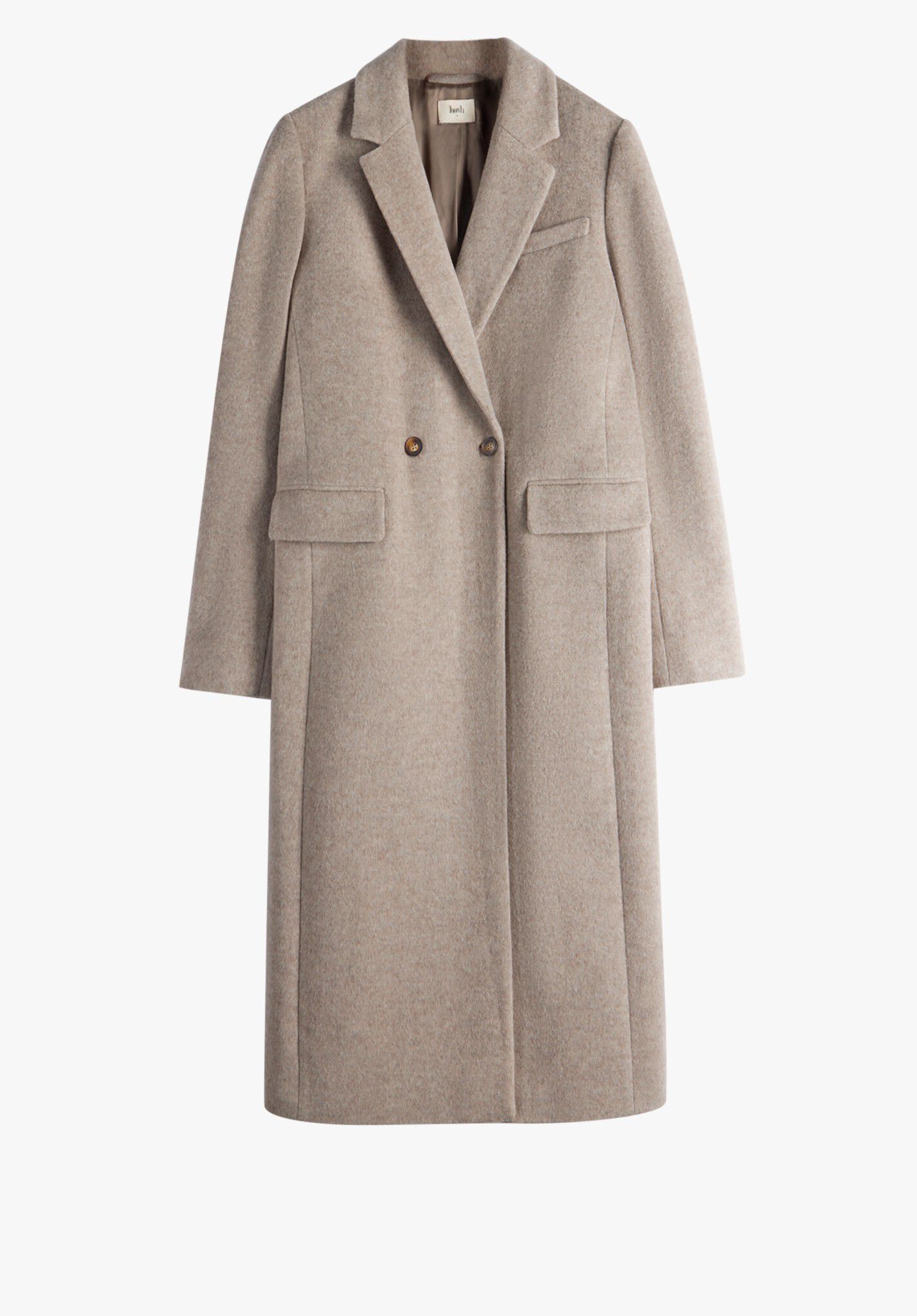 HUSH Piper Wool-Blend Coat in Oatmeal Grey | Endource