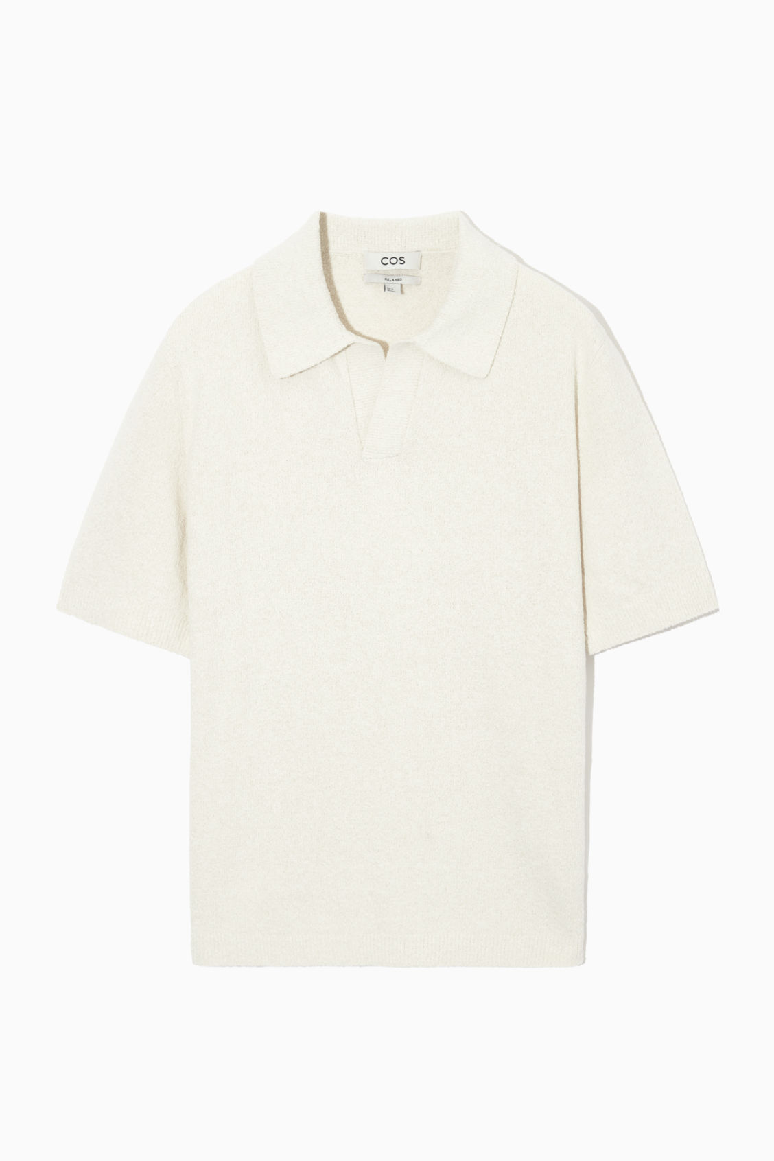 COS Bouclé-Knit Polo Shirt in WHITE | Endource