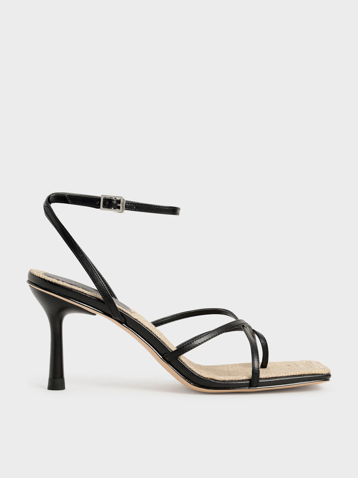CHARLES & KEITH Ankle Strap Stiletto Sandals in Black | endource