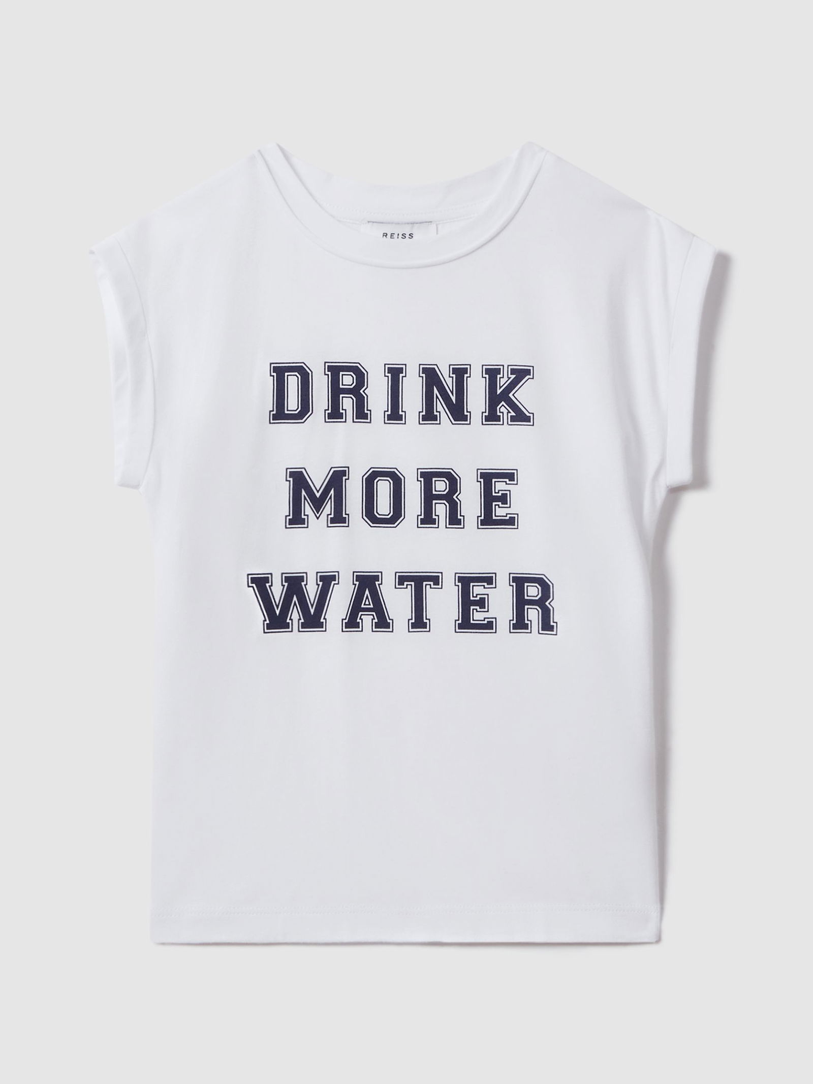 REISS Tereza Slogan Crew Neck T-Shirt in Ivory | endource