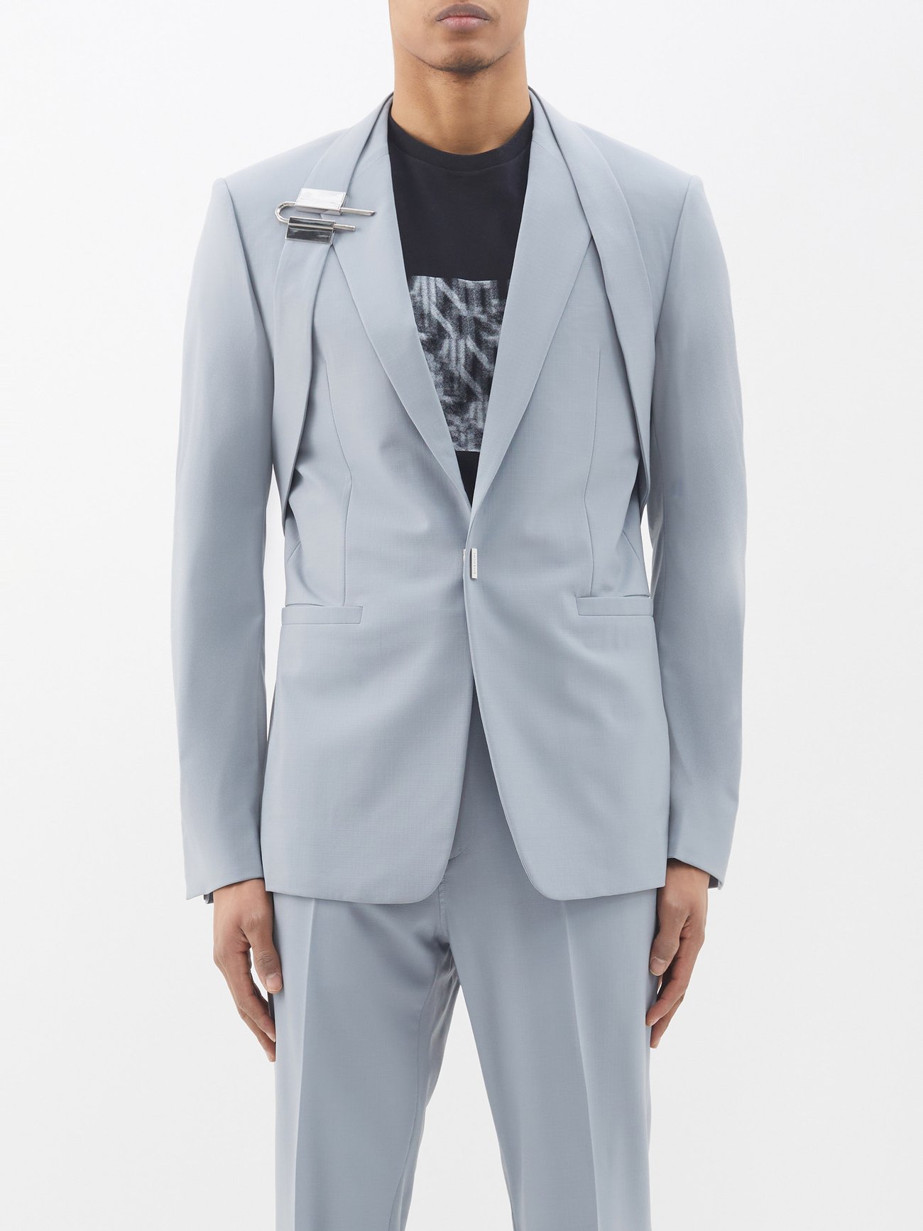 GIVENCHY U-Lock Harness Suit Jacket in Grey | endource