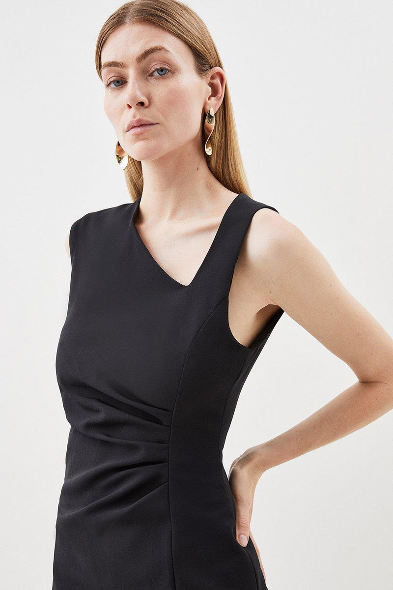 KAREN MILLEN Compact Stretch Envelope Neck Column Midi Dress in Black ...