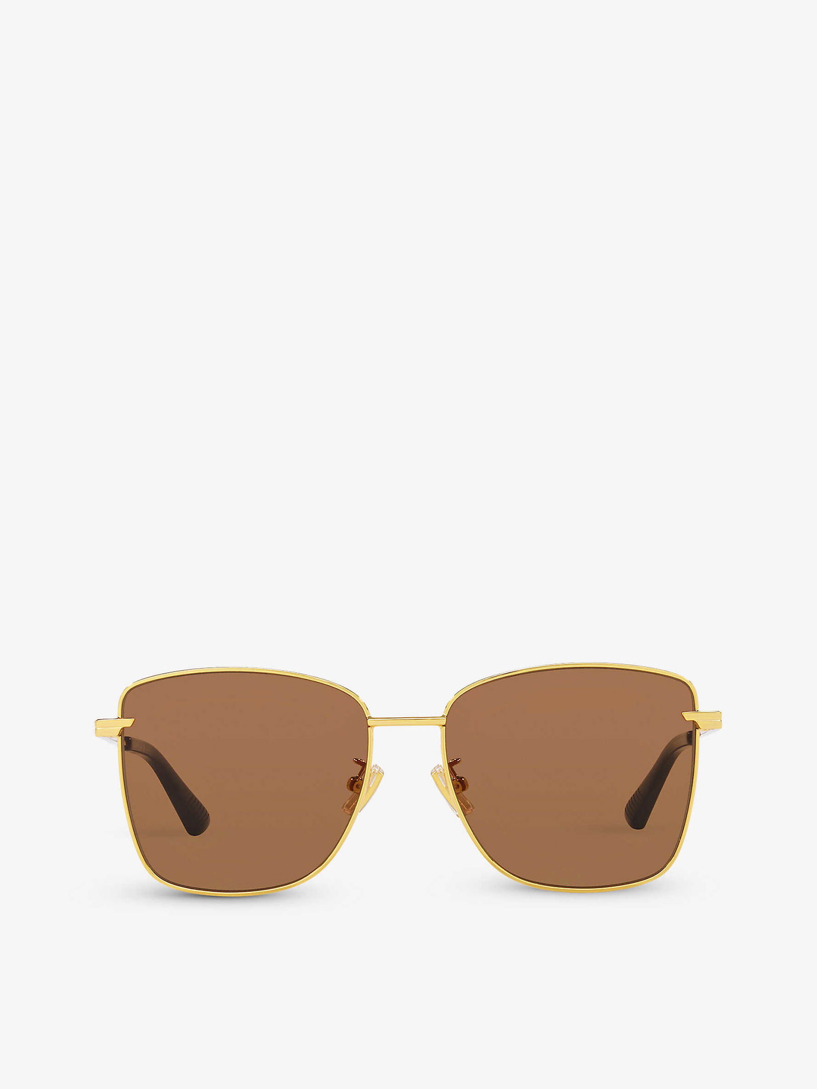 BOTTEGA VENETA BV1237S Square-Frame Metal Sunglasses in GOLD | endource